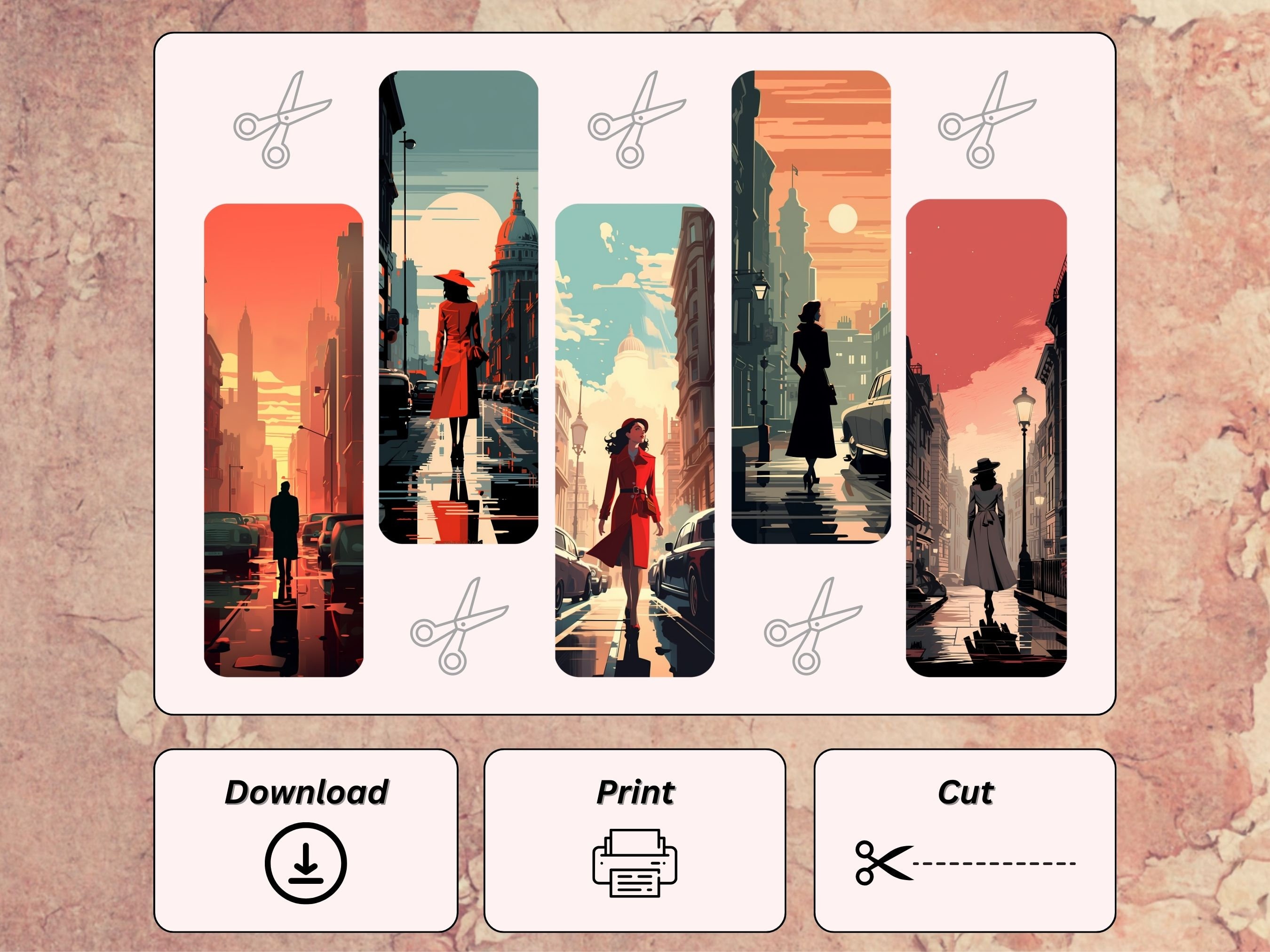 UK 1950 Detective Printable Bookmarks, Rounded Corners Bookmark, UK ...