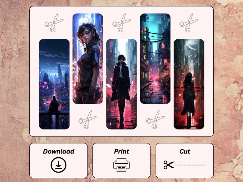 Cyberpunk Printable Bookmarks, Rounded Corners Bookmark, Cyberpunk ...