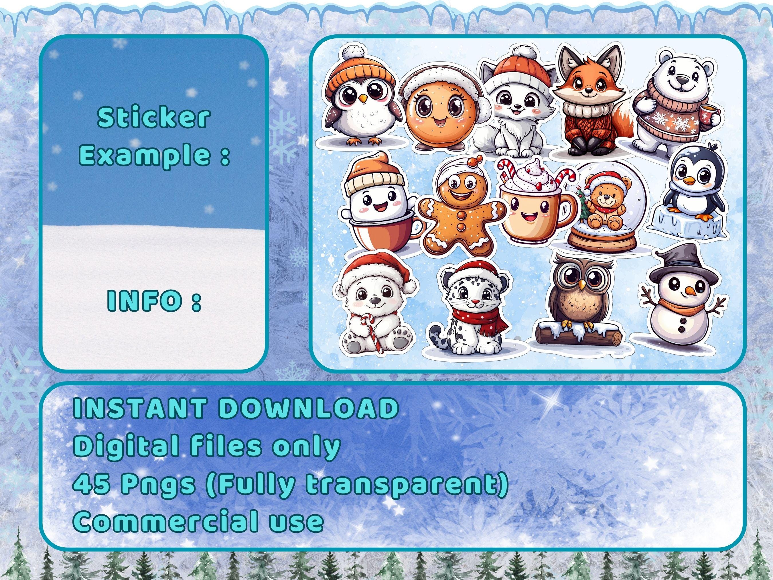 Cute Winter Characters Clip Art Bundle Kawaii Transparent Printable ...