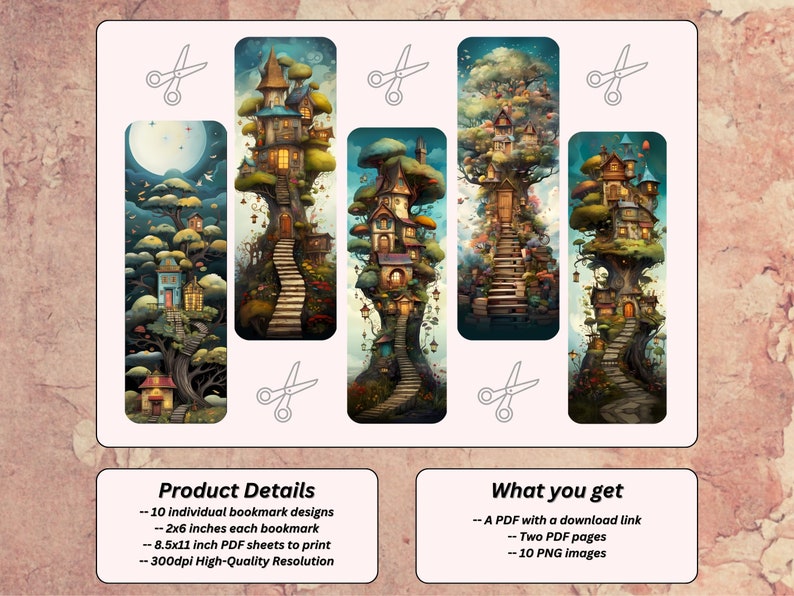 Village Tree Printable Bookmarks, Rounded Corners Bookmark, Village ...