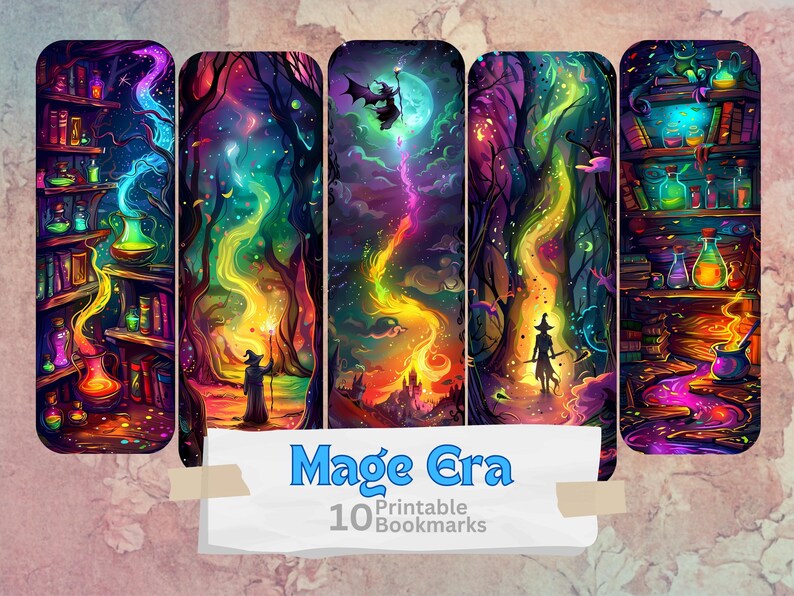 Mage Era, Magical Printable Bookmarks, Rounded, Bookmark Set ...
