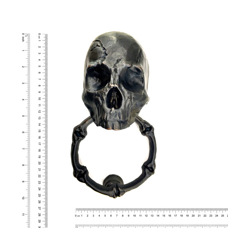 Skull Door Knocker,solid Brass,9.8, Inches Tall, Skull Front Door ...