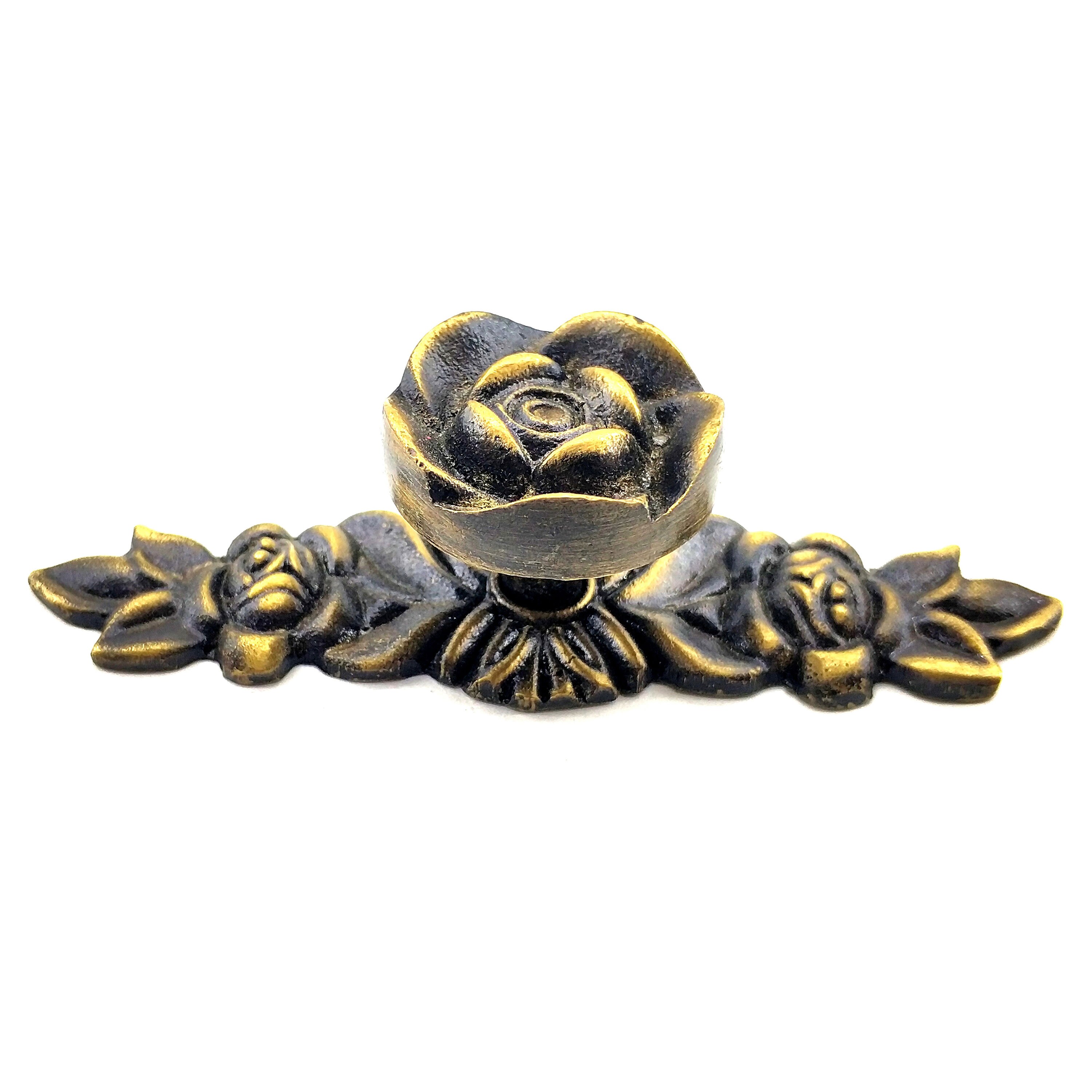 Brass Antique Rose Drawer Handle, Cabinet Handle, Handle 3.9 Inch - Etsy