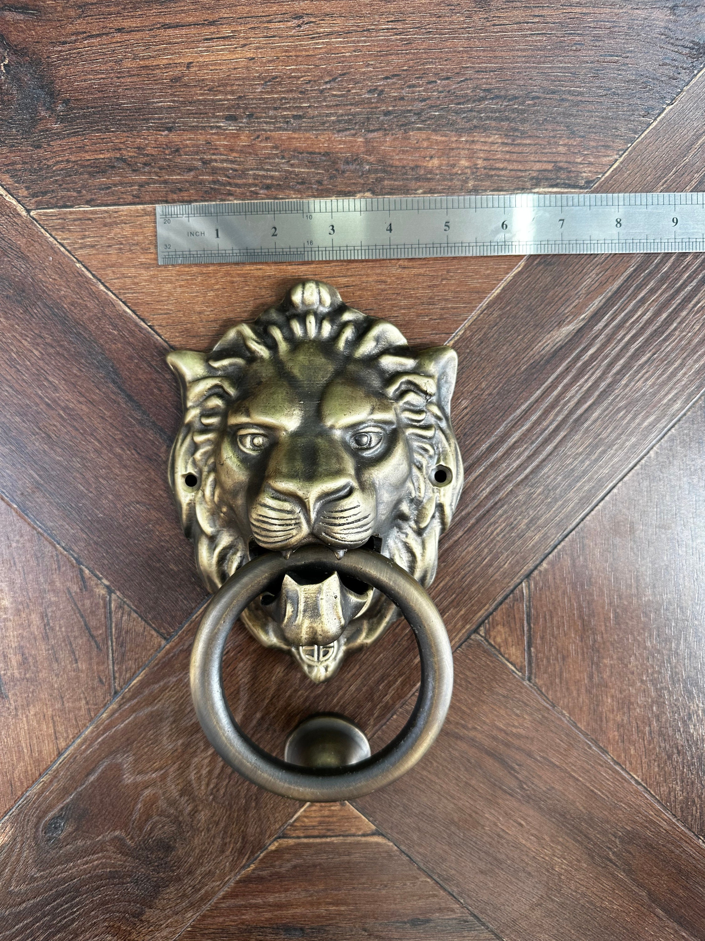 Lion Head Door Knocker,%100 Brass,front Door Ornament, Gift For ...