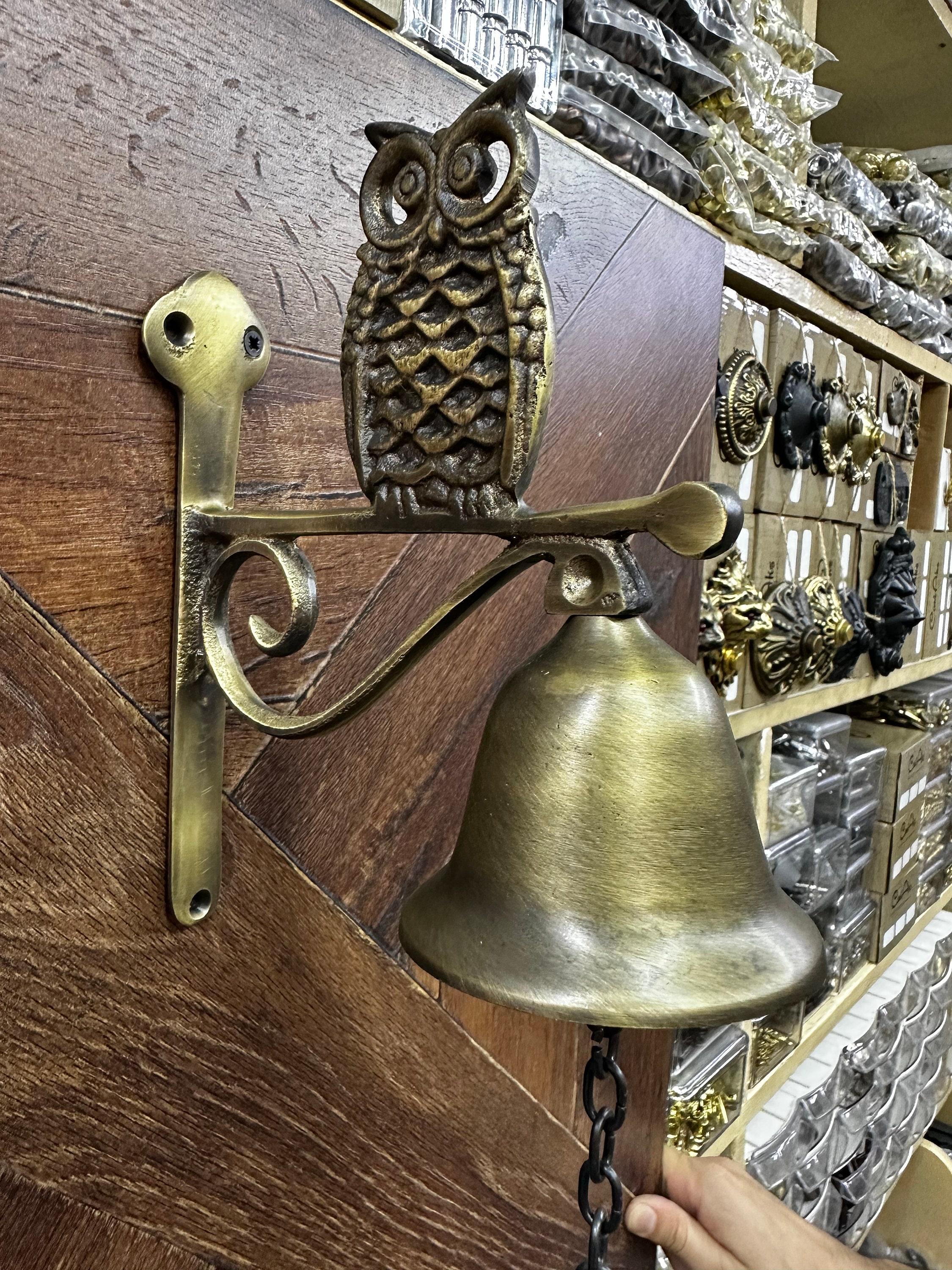 Owl Bird Doorbell Brass Wall Mounted Rustic Doorbell Farmhouse Rustic ...