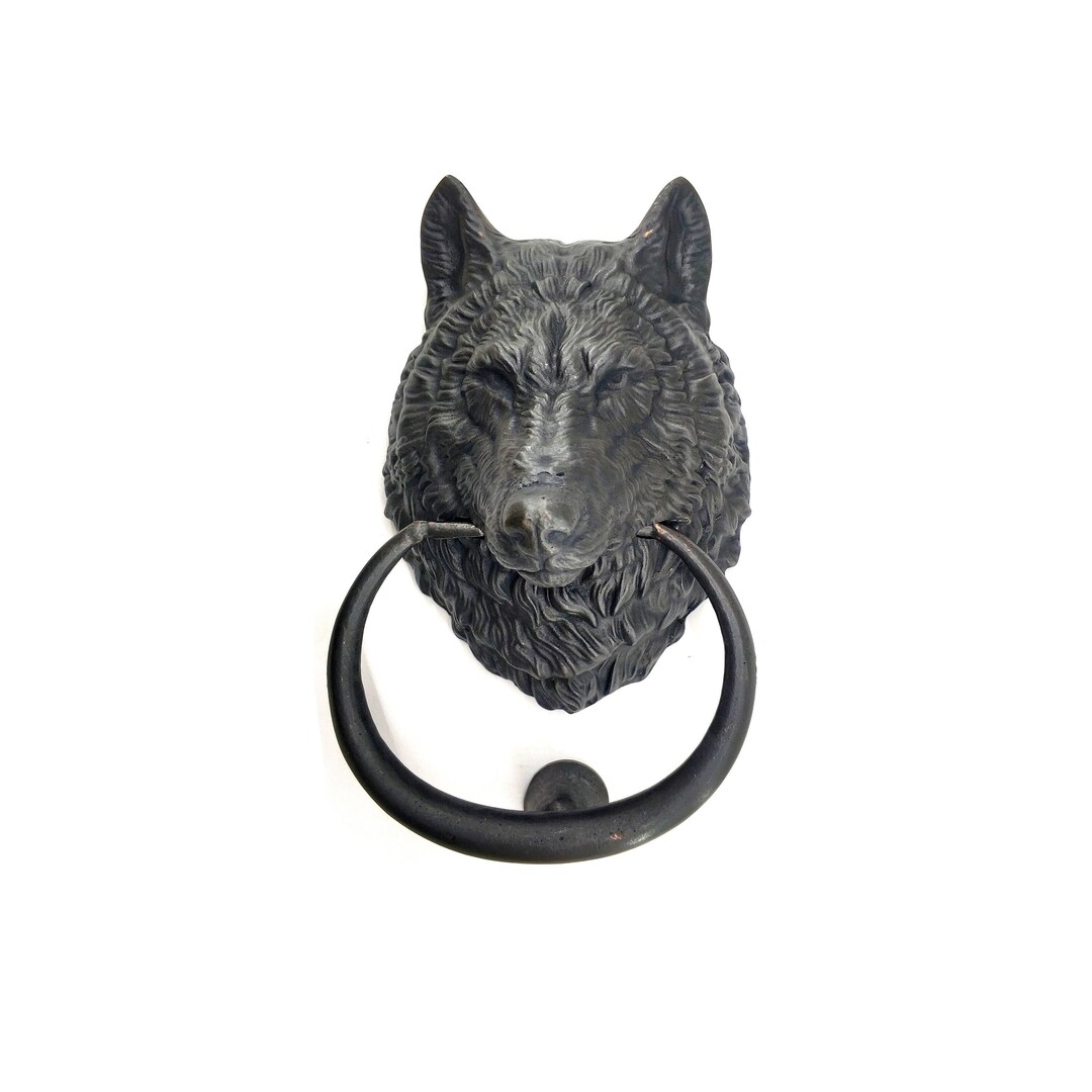 Wolf Door Knocker,big Size XXL ,8.9 Inches Tall,solid Brass,wolf Head ...
