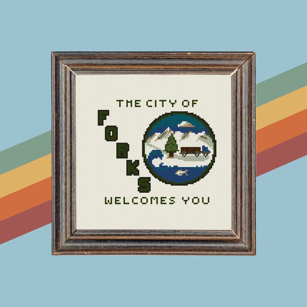 Welcome to Forks Cross-stitch Pattern Twilight Charlie Swan Bella Forks ...