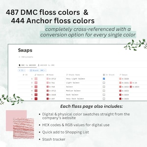 DMC & Anchor Thread Organizer W/ Complete Conversion List | Notion ...