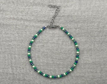 Glass Seed Bead Bracelet dark Blue, Gray, Blue - Etsy