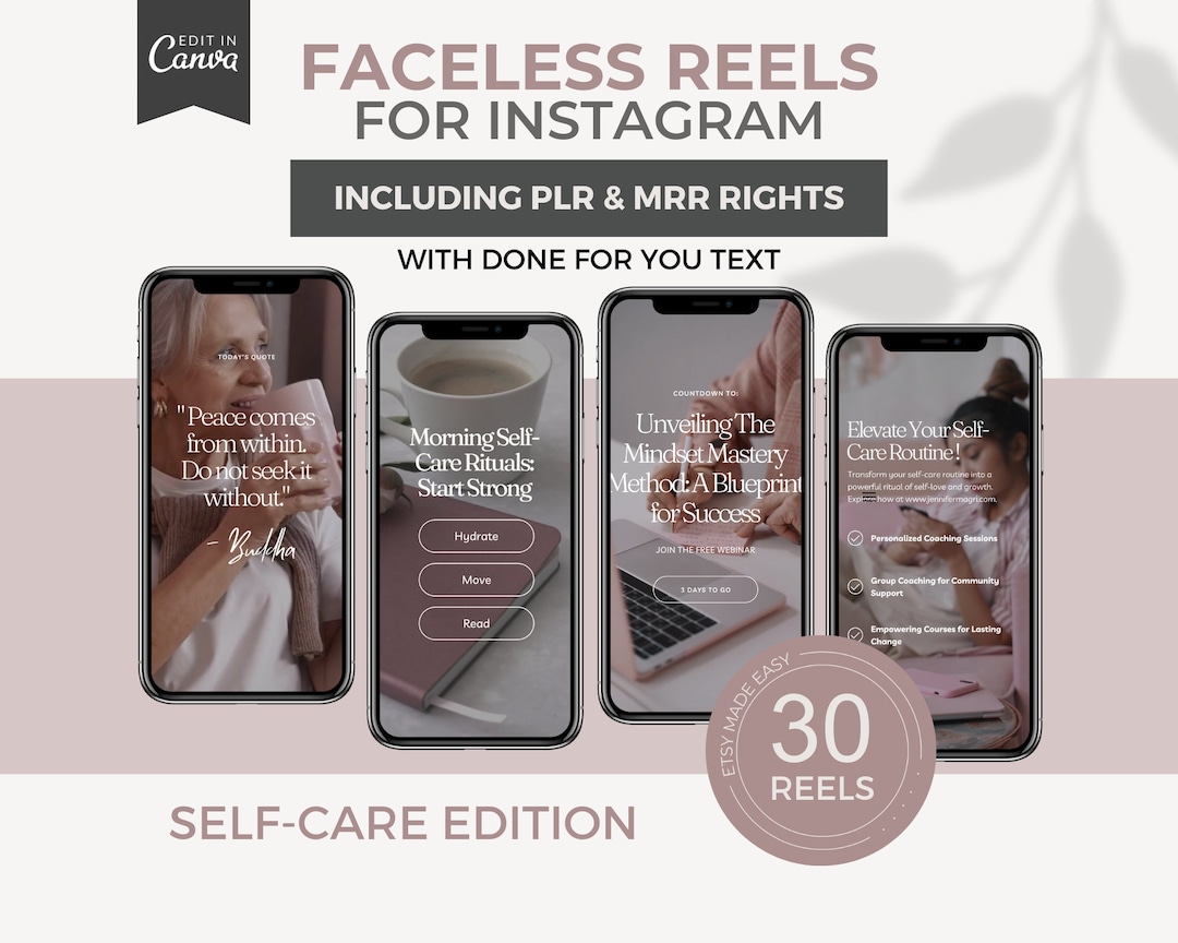 30 Self-care Faceless Instagram Reels With MRR, Pink Faceless Videos ...