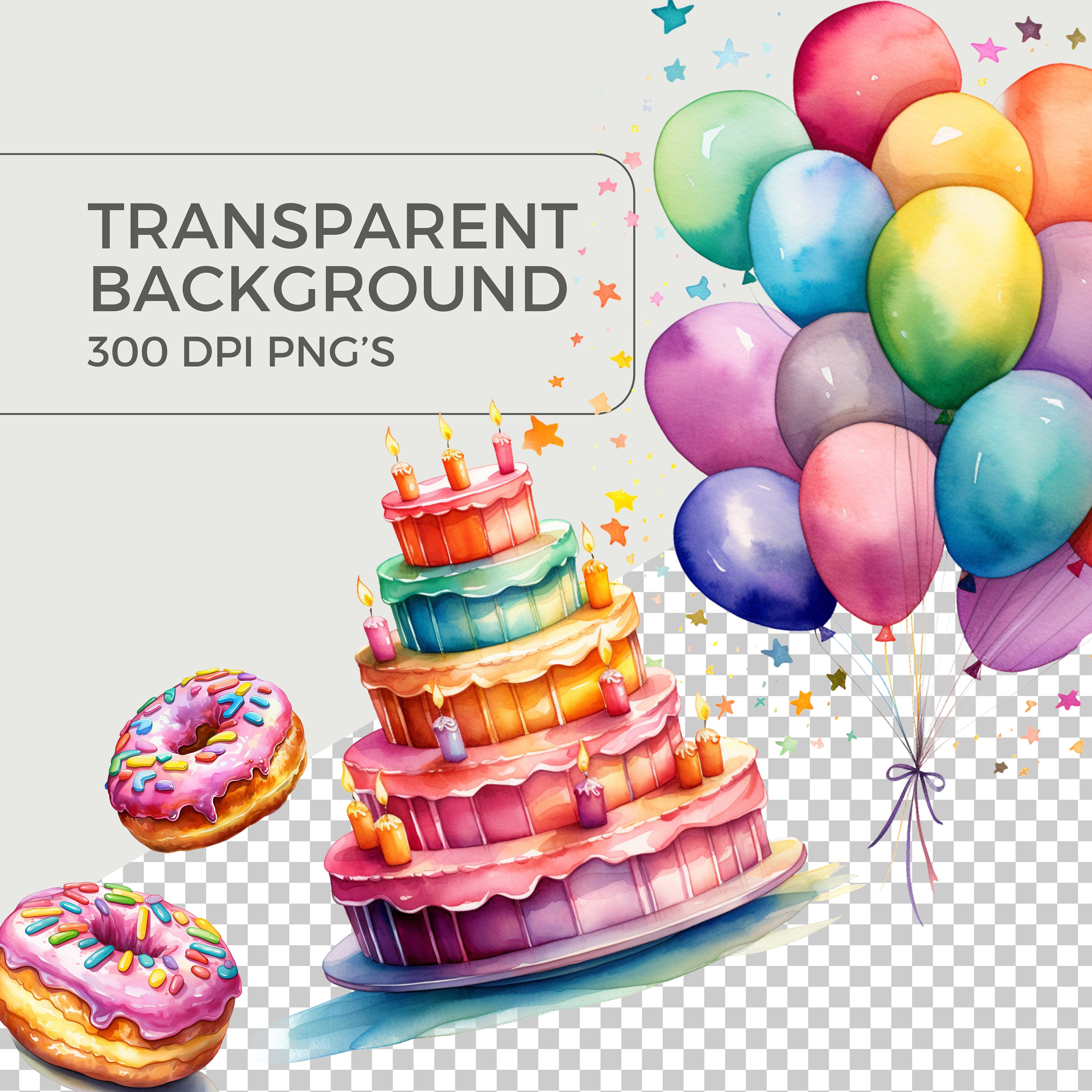 Kids Birthday Party Clipart, Commercial License, Rainbow Color Kids ...