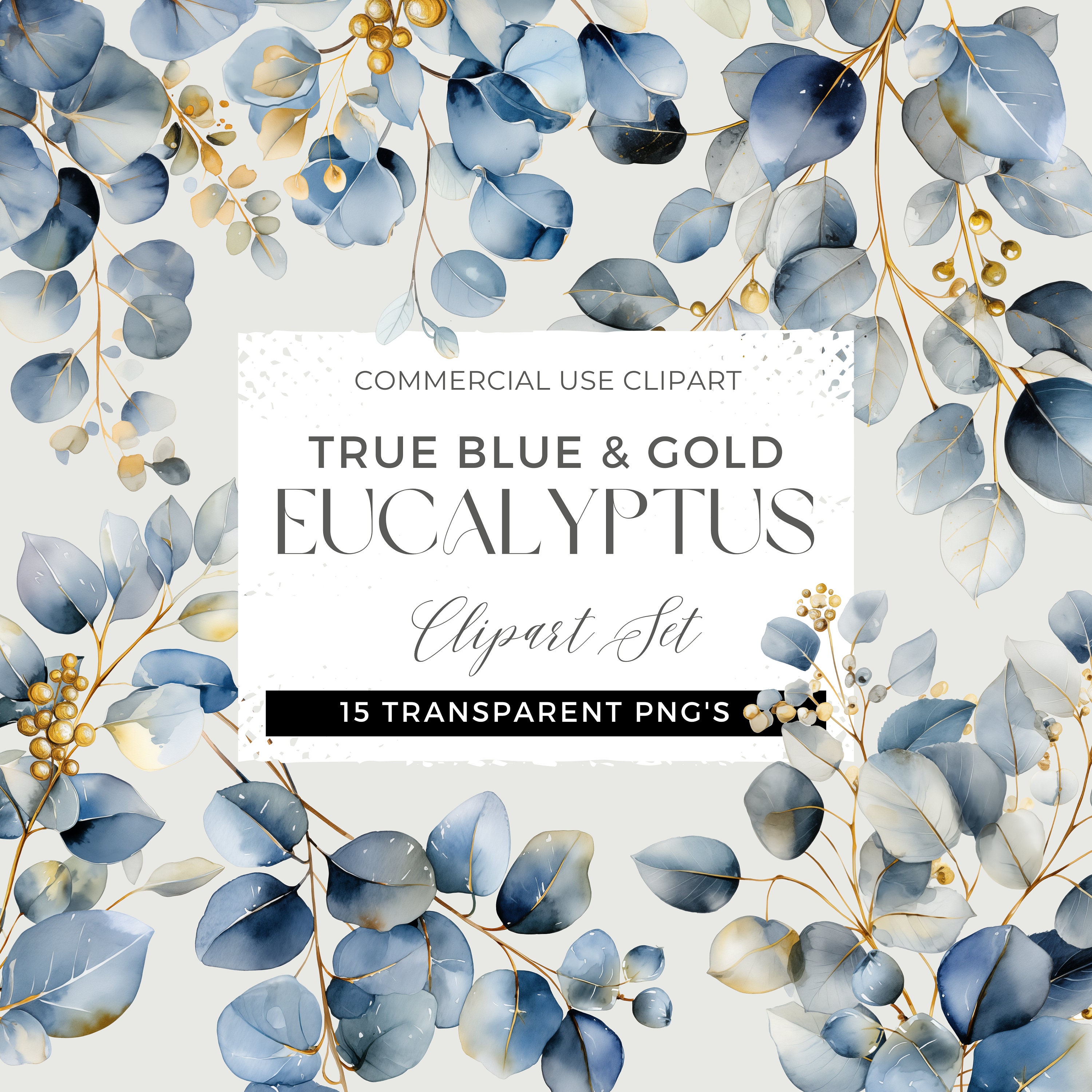 Watercolor Eucalyptus Clipart, True Blue Eucalyptus Illustrations With ...