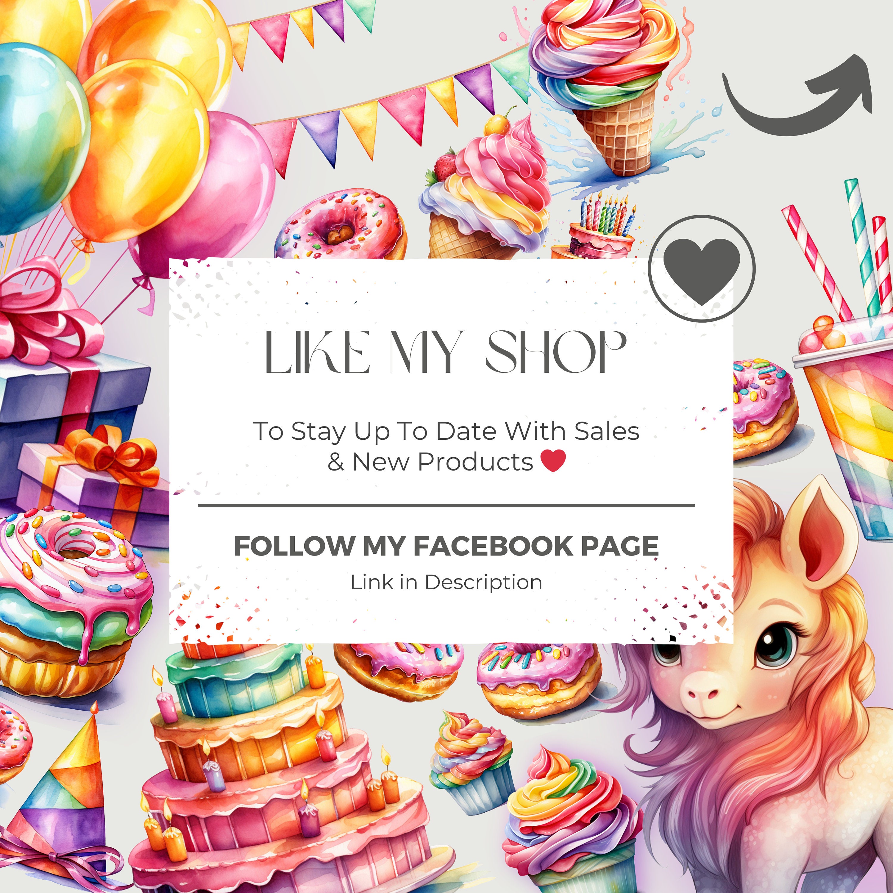 Kids Birthday Party Clipart, Commercial License, Rainbow Color Kids ...