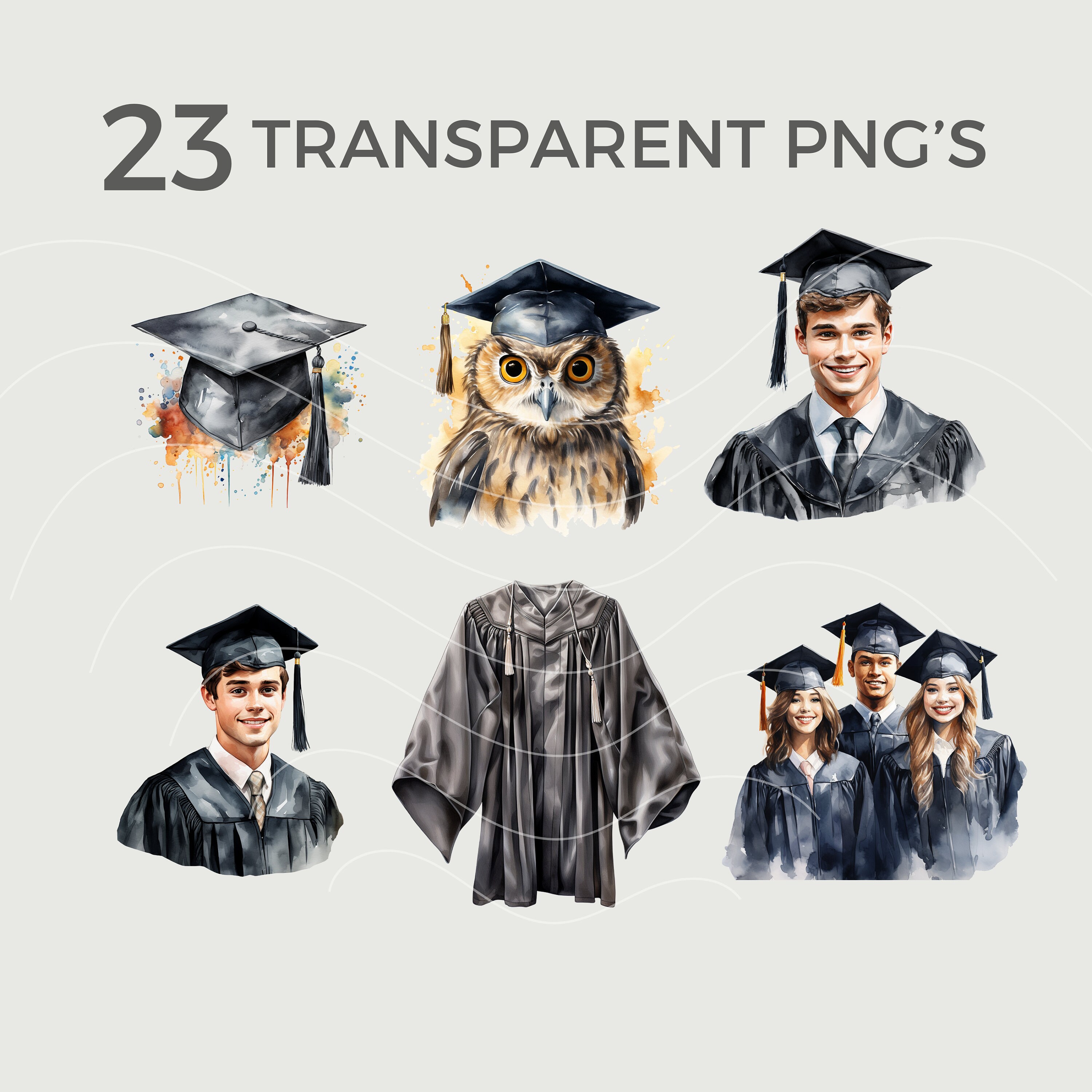 Watercolor Graduation Clipart, Commercial License, Graduate ...