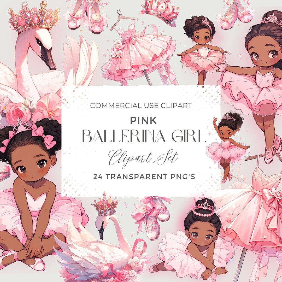 Pink Ballerina Girl Clipart, Commercial License, Little Girl Dancing ...