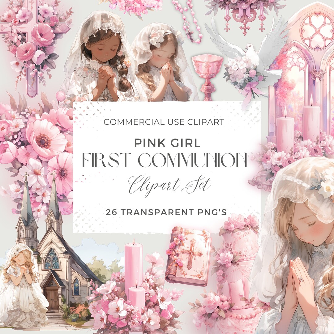 First Communion Clipart, Watercolor Illustrations First Communion for ...