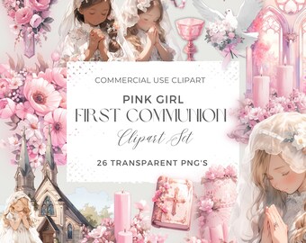 First Communion Clipart, Watercolor Illustrations First Communion for ...