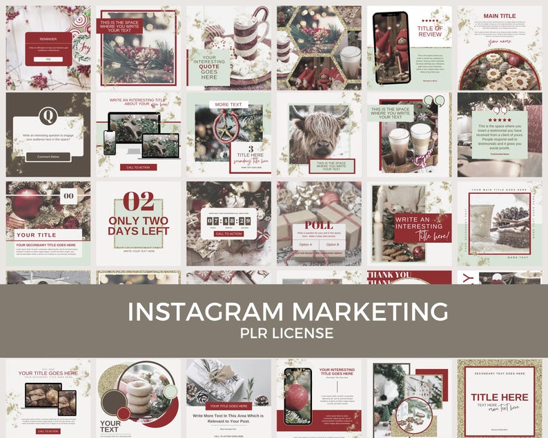 PLR Christmas Instagram Canva Template | Posts & Stories for Resellers ...