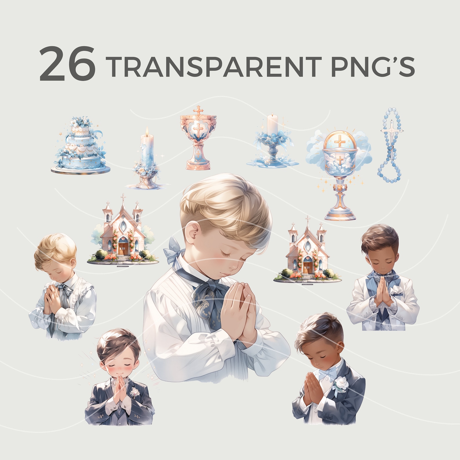 First Communion Clipart, Watercolor Illustrations First Communion for ...