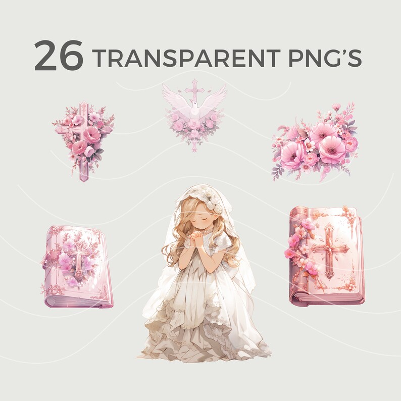 First Communion Clipart, Watercolor Illustrations First Communion for ...