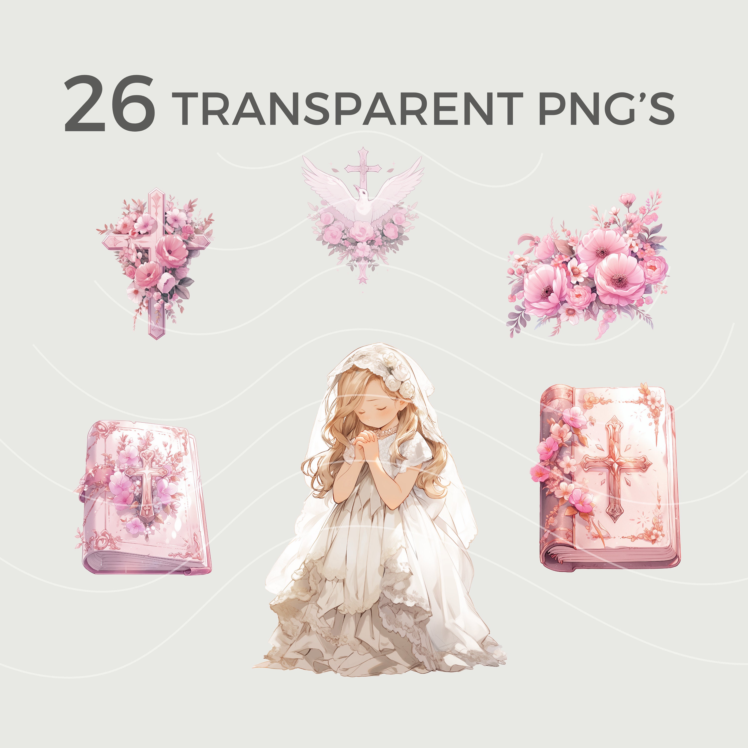 First Communion Clipart, Watercolor Illustrations First Communion for ...