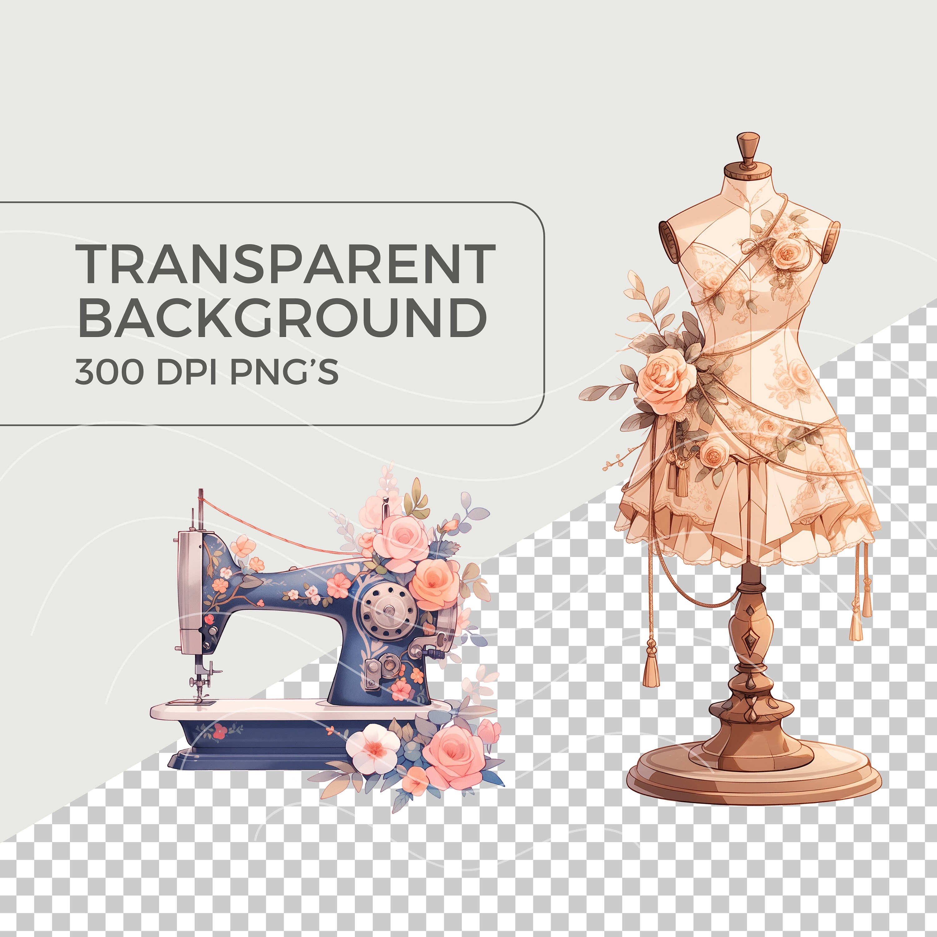 Vintage Sewing Machine Clipart Set, Commercial License, Antique Sewing ...