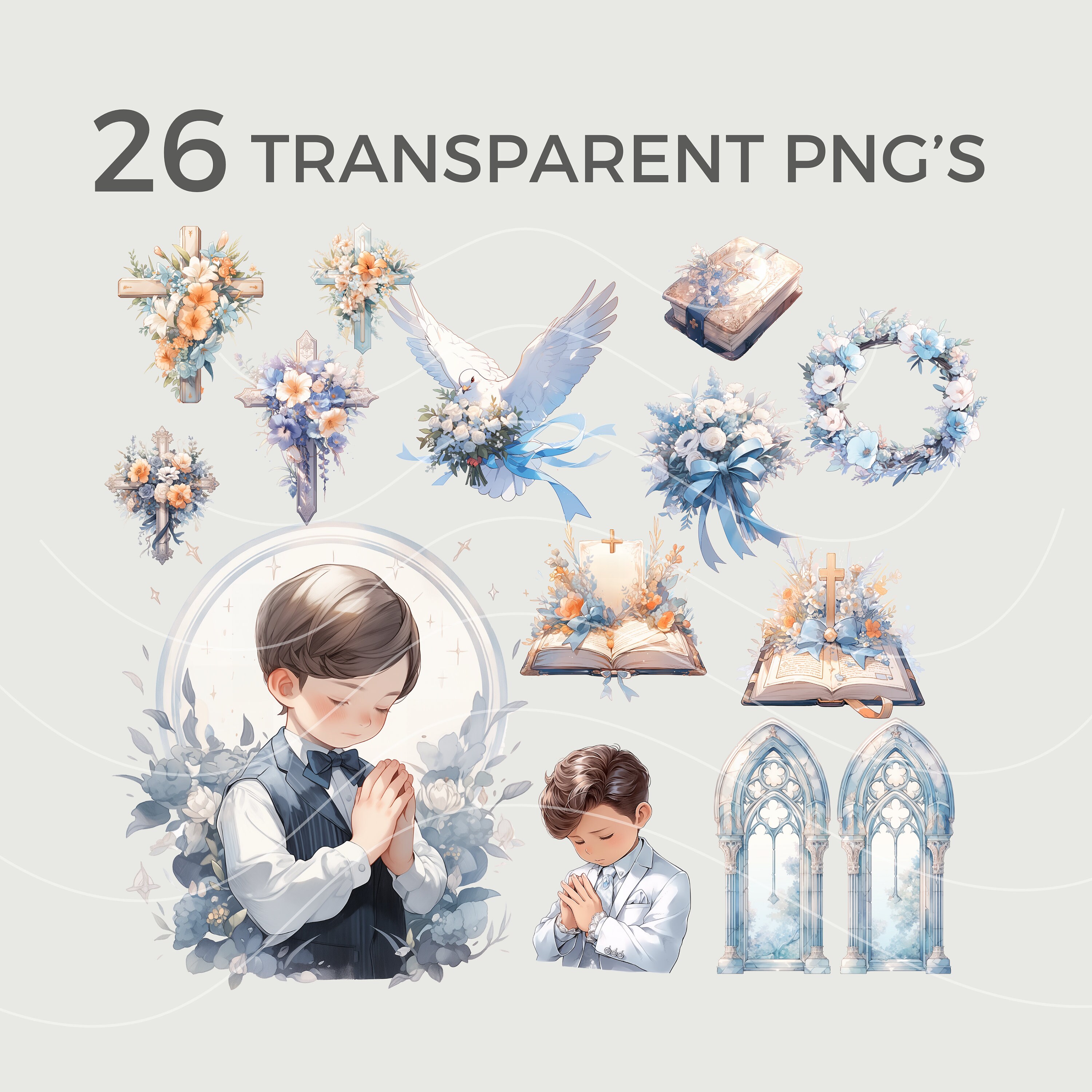 First Communion Clipart, Watercolor Illustrations First Communion for ...