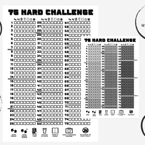 75 Hard Calendar - Etsy