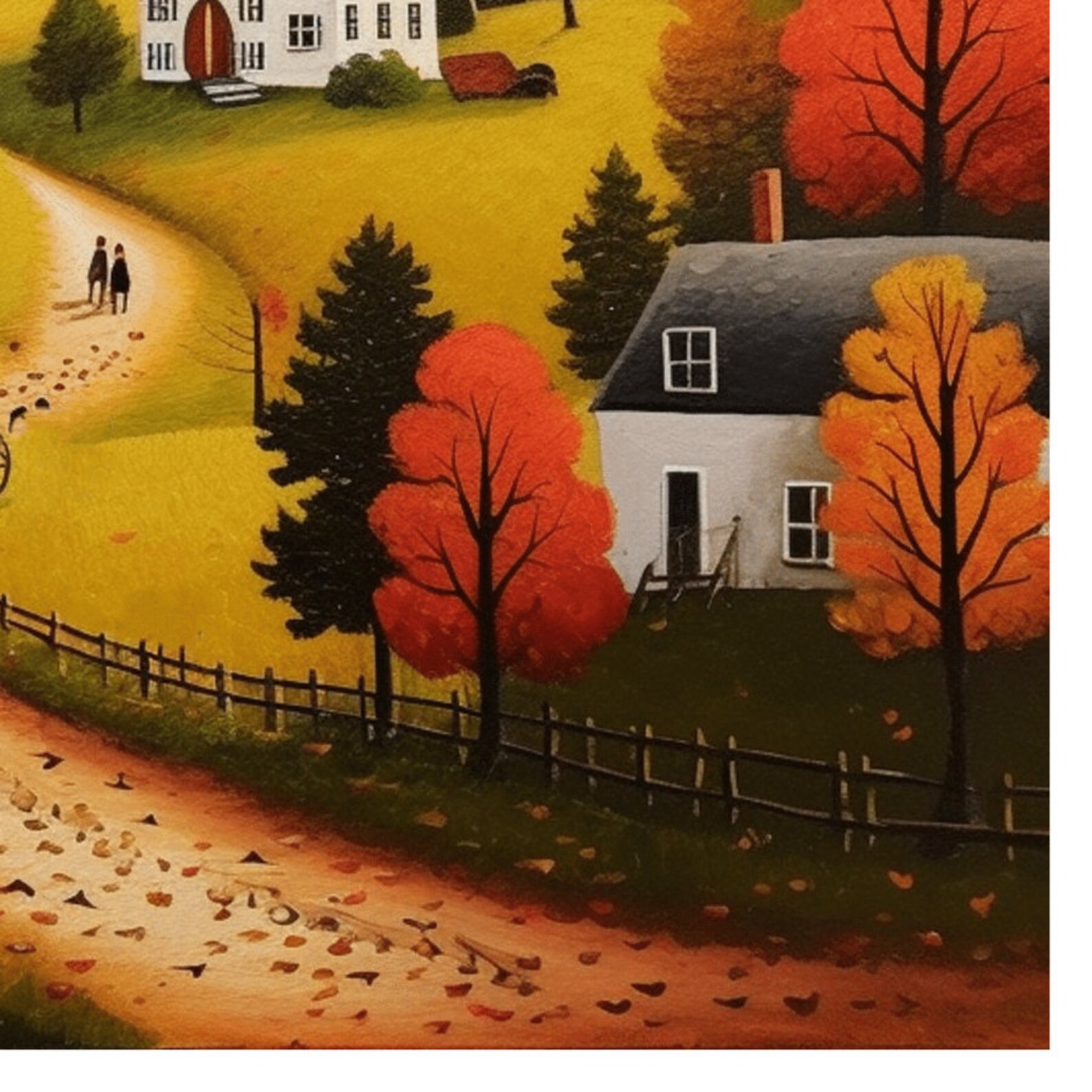 Golden Pathways: A Folk Art Journey Through Fall in Warm Colors | AI ...