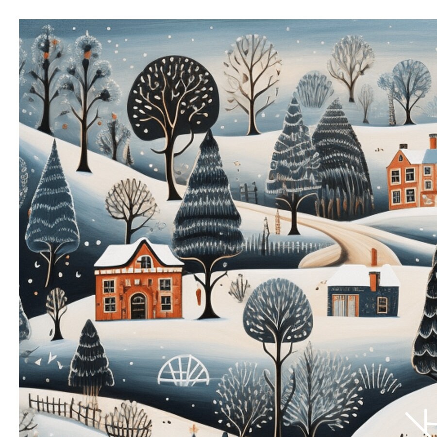 Snow-covered Serenity: Folk Art Village Immersed in Winter's Charm AI ...