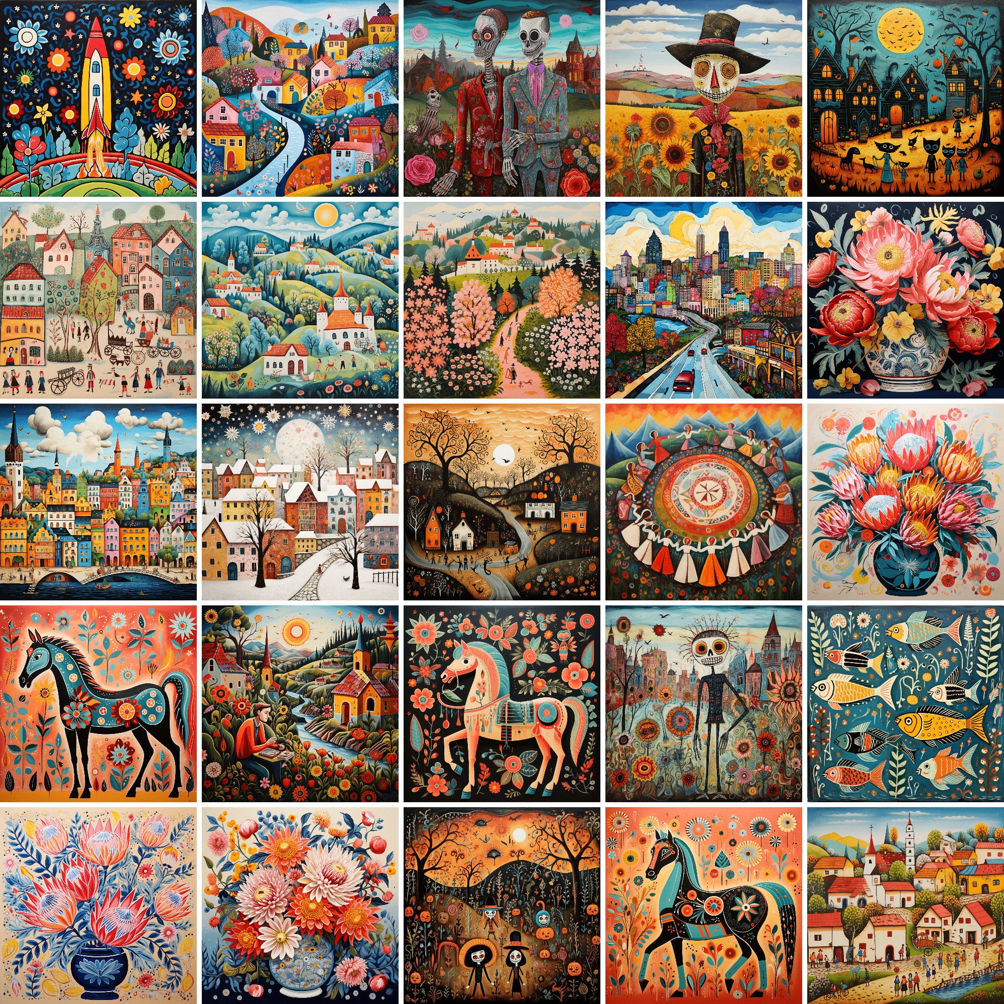 Yuletide Harmony: Joyful Christmas Trees in Folk Art Splendor | AI ...