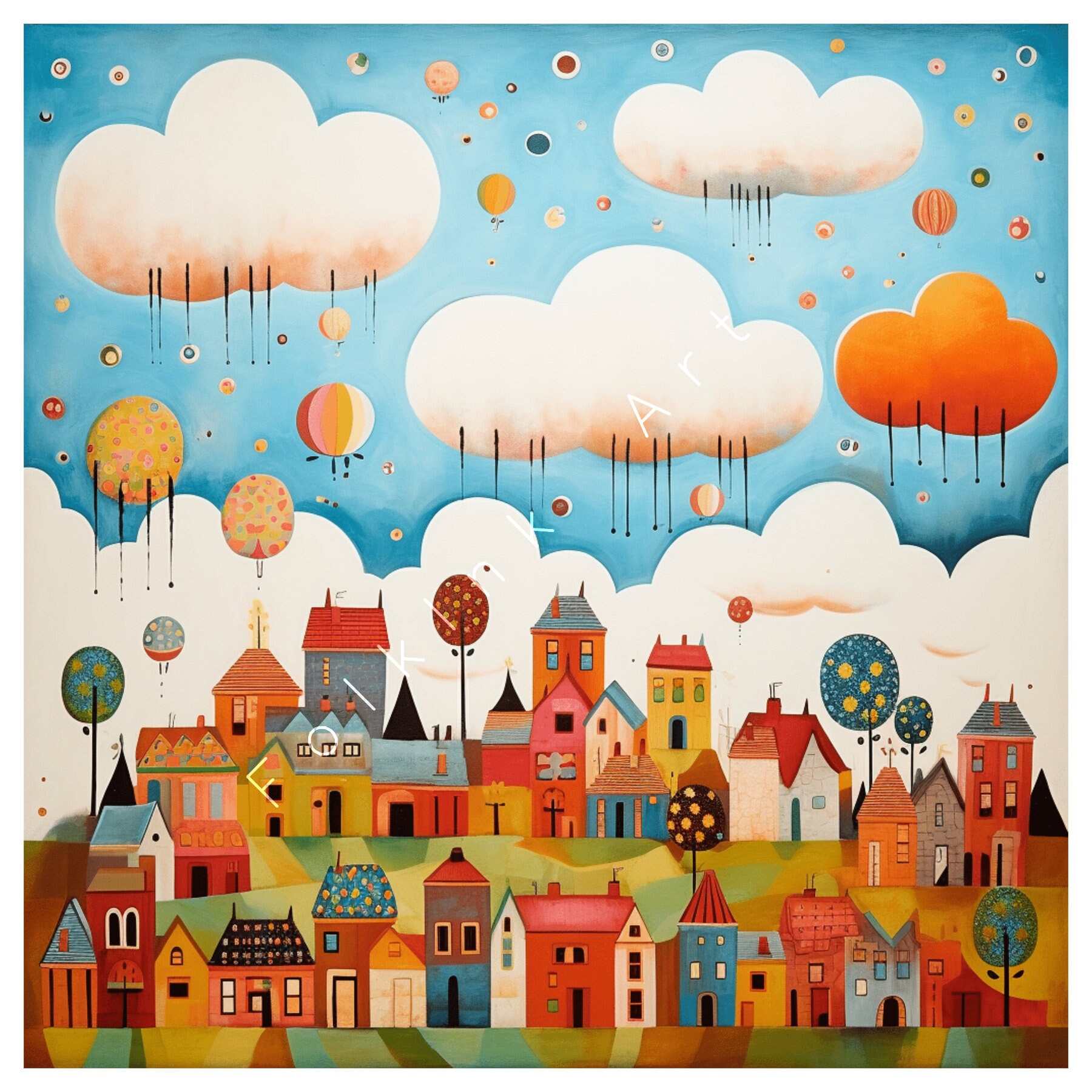 Fairy Tale Fantasy: Magical Village Amidst Fluffy Clouds | Folk ...