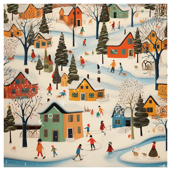 Winter Folk Art - Etsy