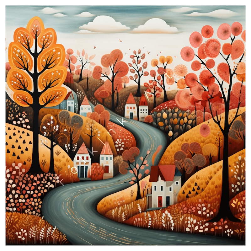 Folk Art Landscape - Etsy