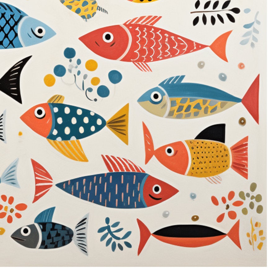 Choreography of Colors: Dynamic School of Fish in Captivating - Etsy