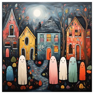 Spooktacular Family Fun: Cute Ghosts' Trick-or-treat Adventure | Folk ...