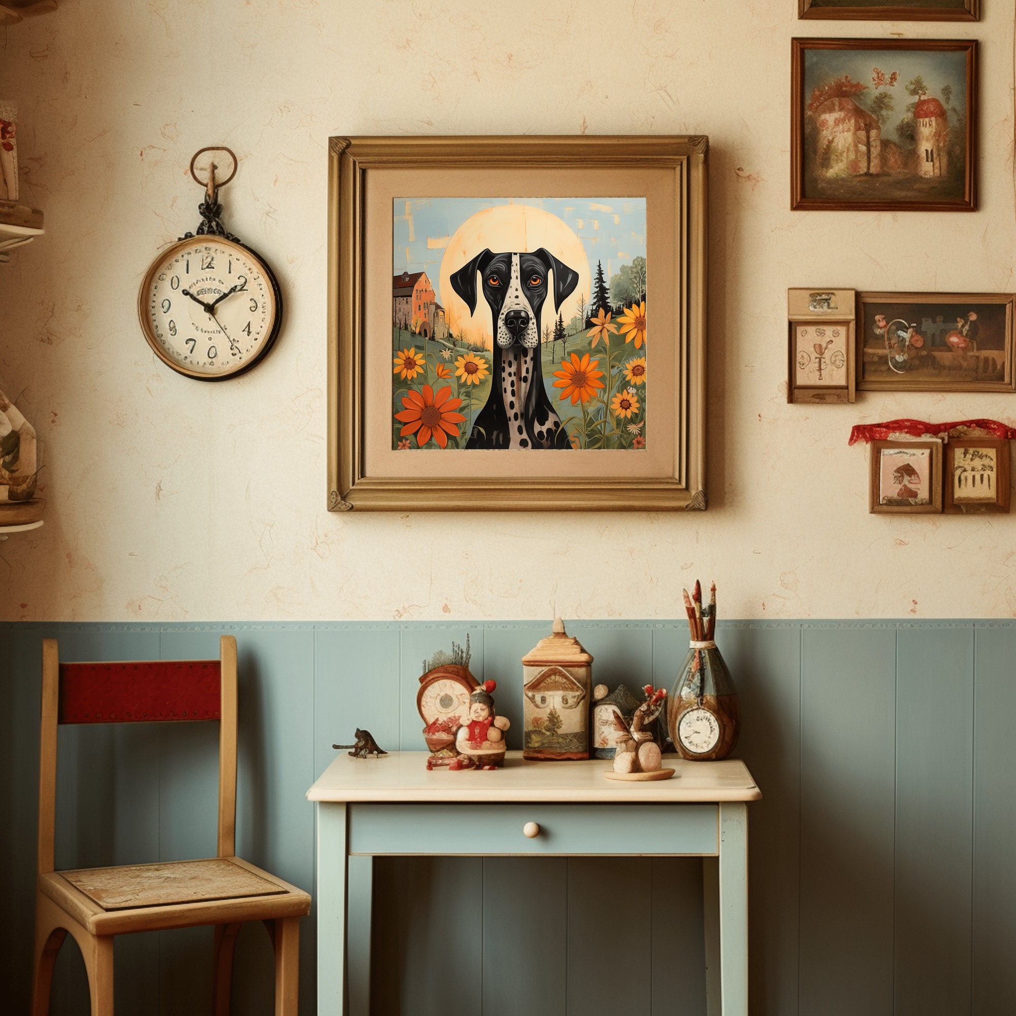 Blossom's Guardian: the Wise and Gentle Great Dane in Folk Art | AI ...