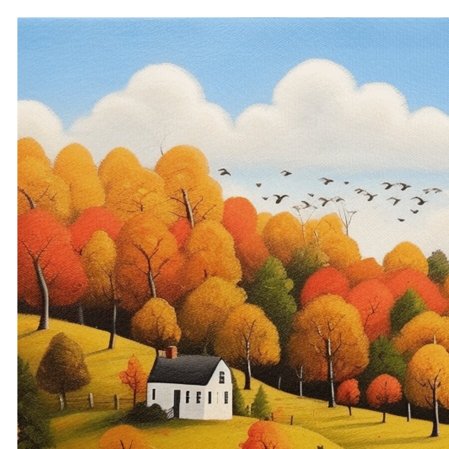 Golden Pathways: A Folk Art Journey Through Fall in Warm Colors | AI ...