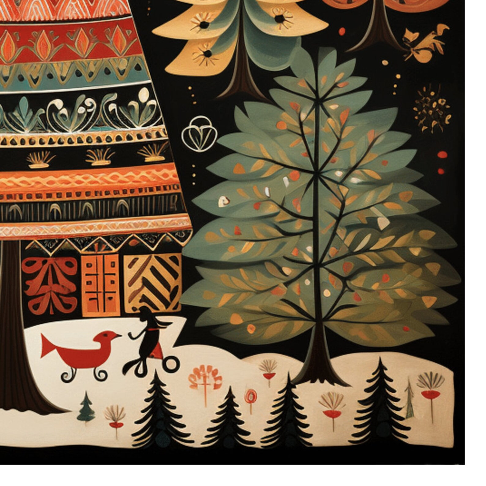 Yuletide Harmony: Joyful Christmas Trees in Folk Art Splendor | AI ...