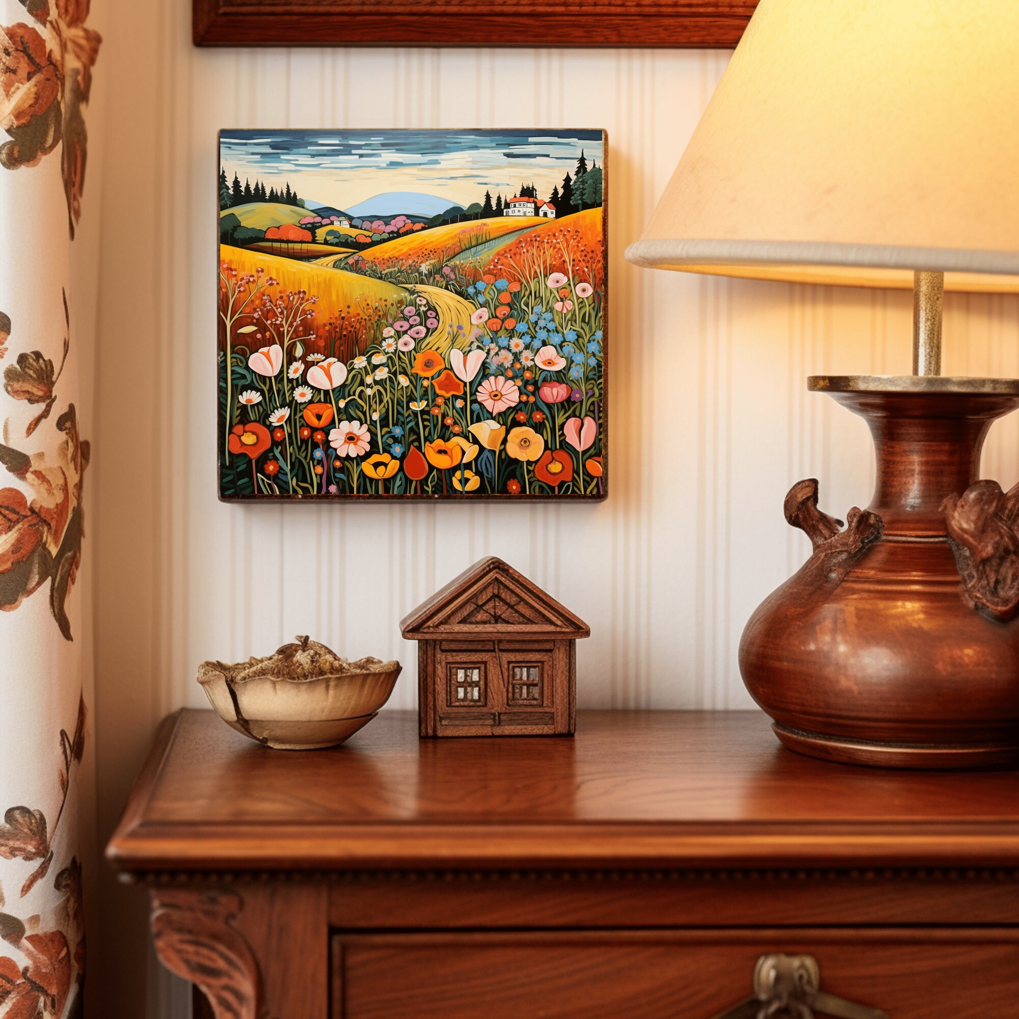 Floral Harmony: AI Digital Folk Art Bringing the Peaceful Countryside ...