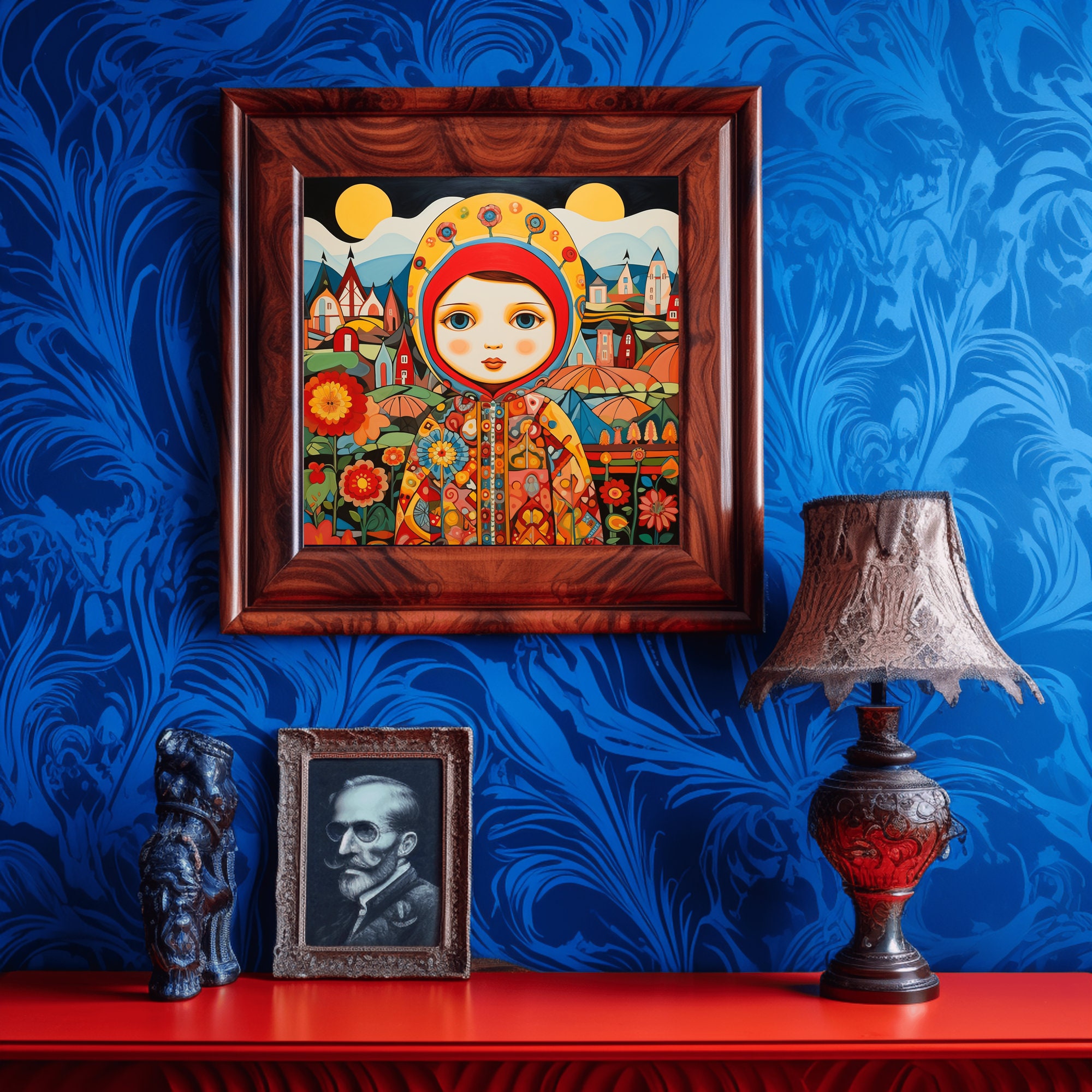 Enchanting Slavic Portrait: AI Digital Folk Art Featuring a Charming ...