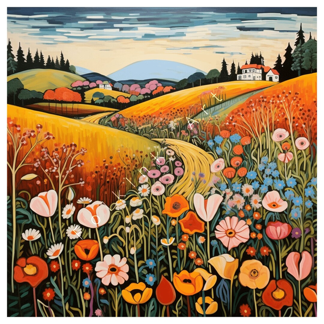 Floral Harmony: AI Digital Folk Art Bringing the Peaceful Countryside ...