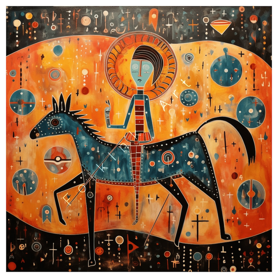 Legends Awaken: Slavic Hunter on Horseback in Folk Art | AI Digital ...