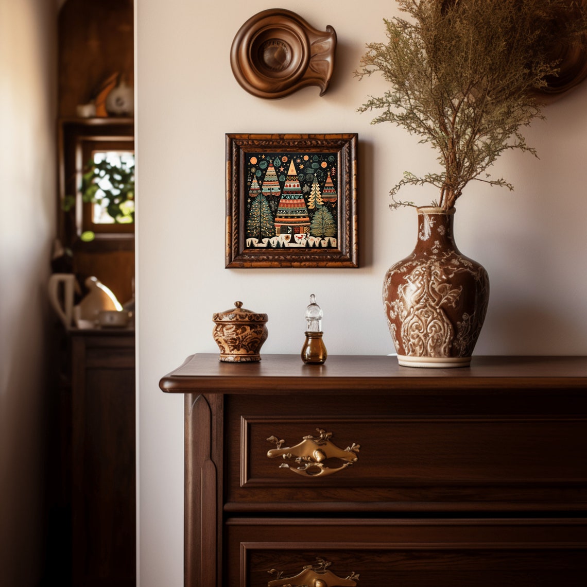Yuletide Harmony: Joyful Christmas Trees in Folk Art Splendor | AI ...