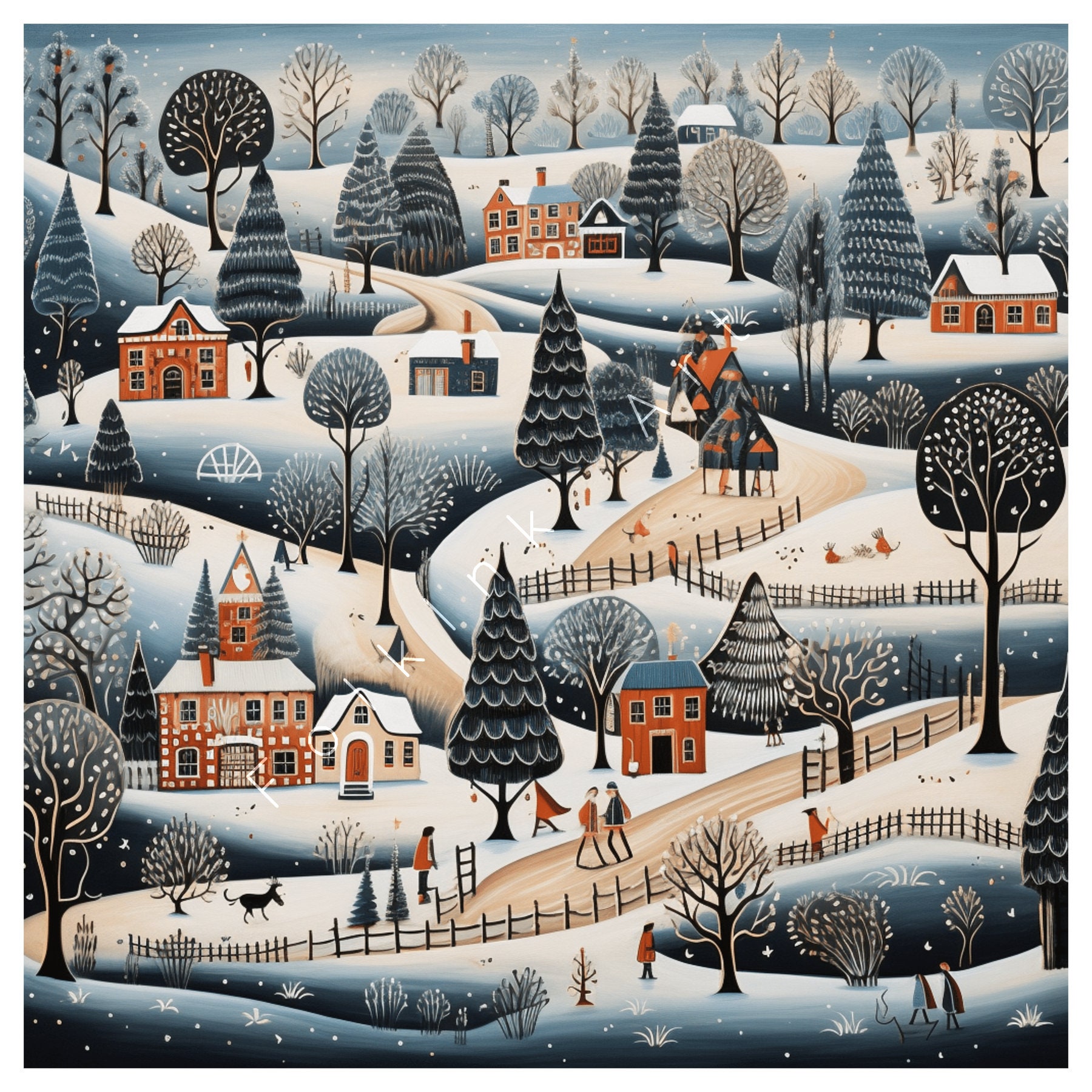 Snow-covered Serenity: Folk Art Village Immersed in Winter's Charm AI ...