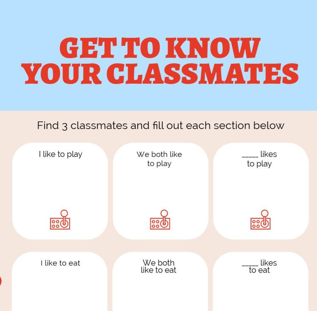 Get to Know Classmates Worksheet First Day of School - Etsy