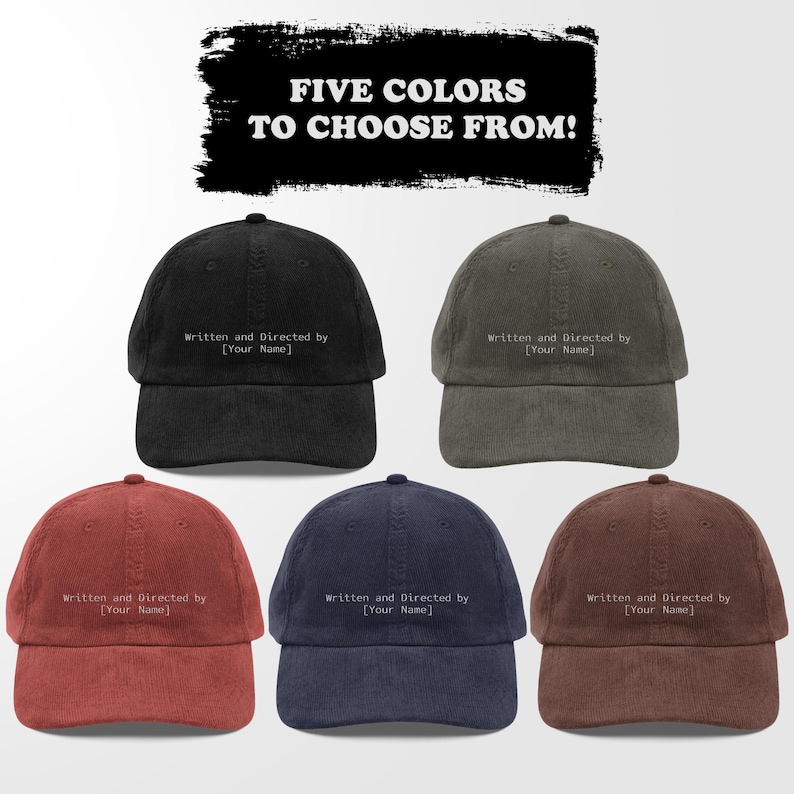 Personalized 'written and Directed By" Embroidered Corduroy Hat - Gift ...