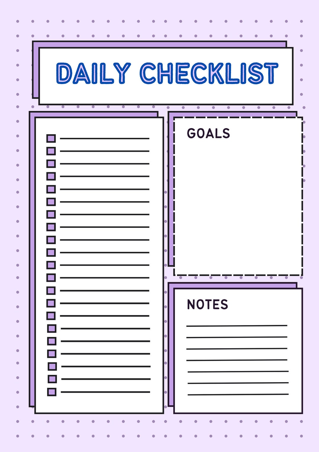 Daily Checklist Digital Download Printable Digital Planner - Etsy