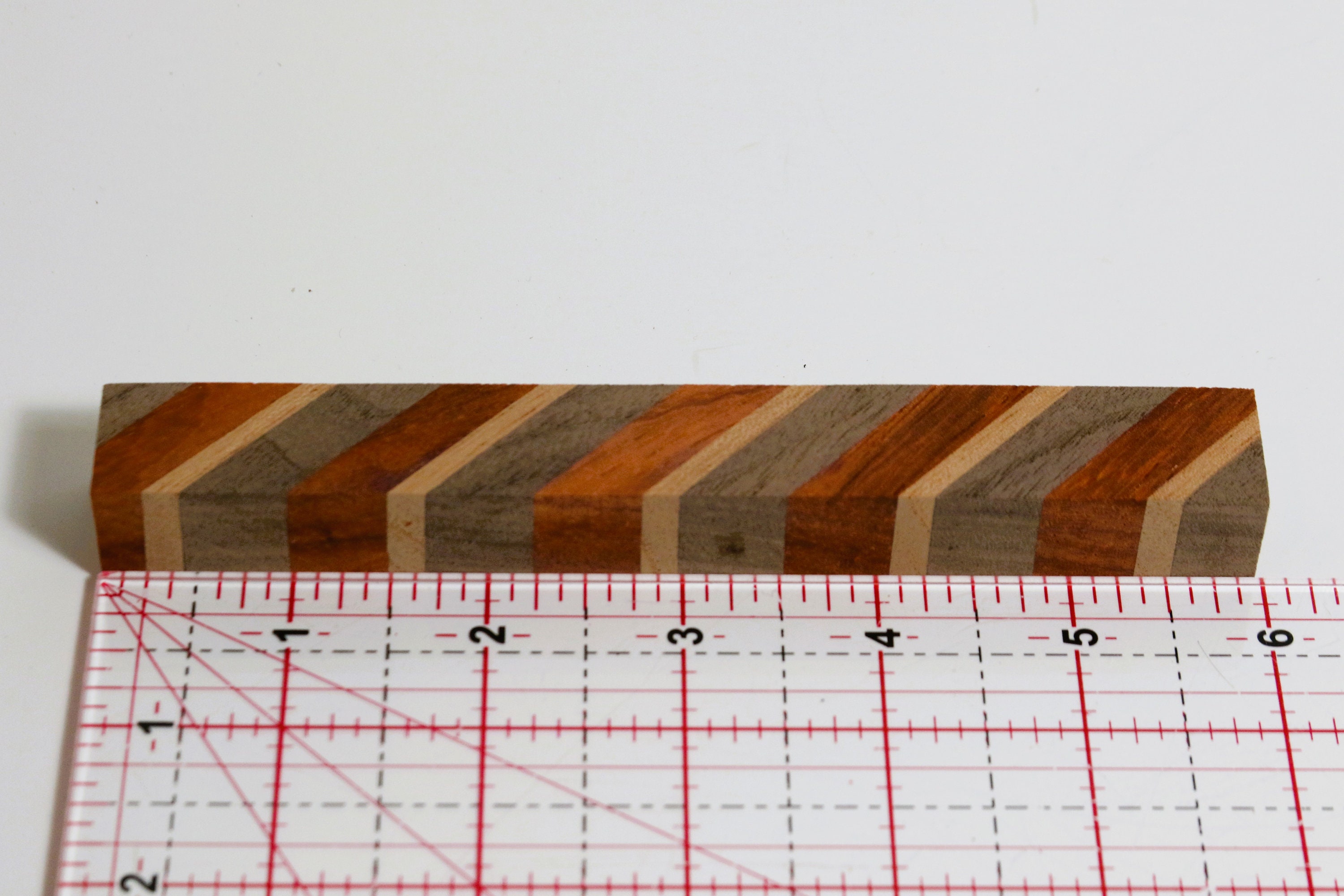 Walnut, Padauk and Cedar Segmented Pen Blank for Turning - 3/4
