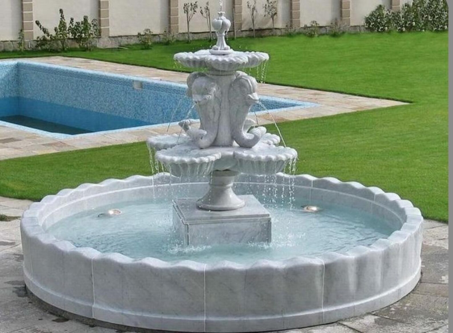 Intricately Designed Marble Water Fountain - Timeless Outdoor Décor for ...